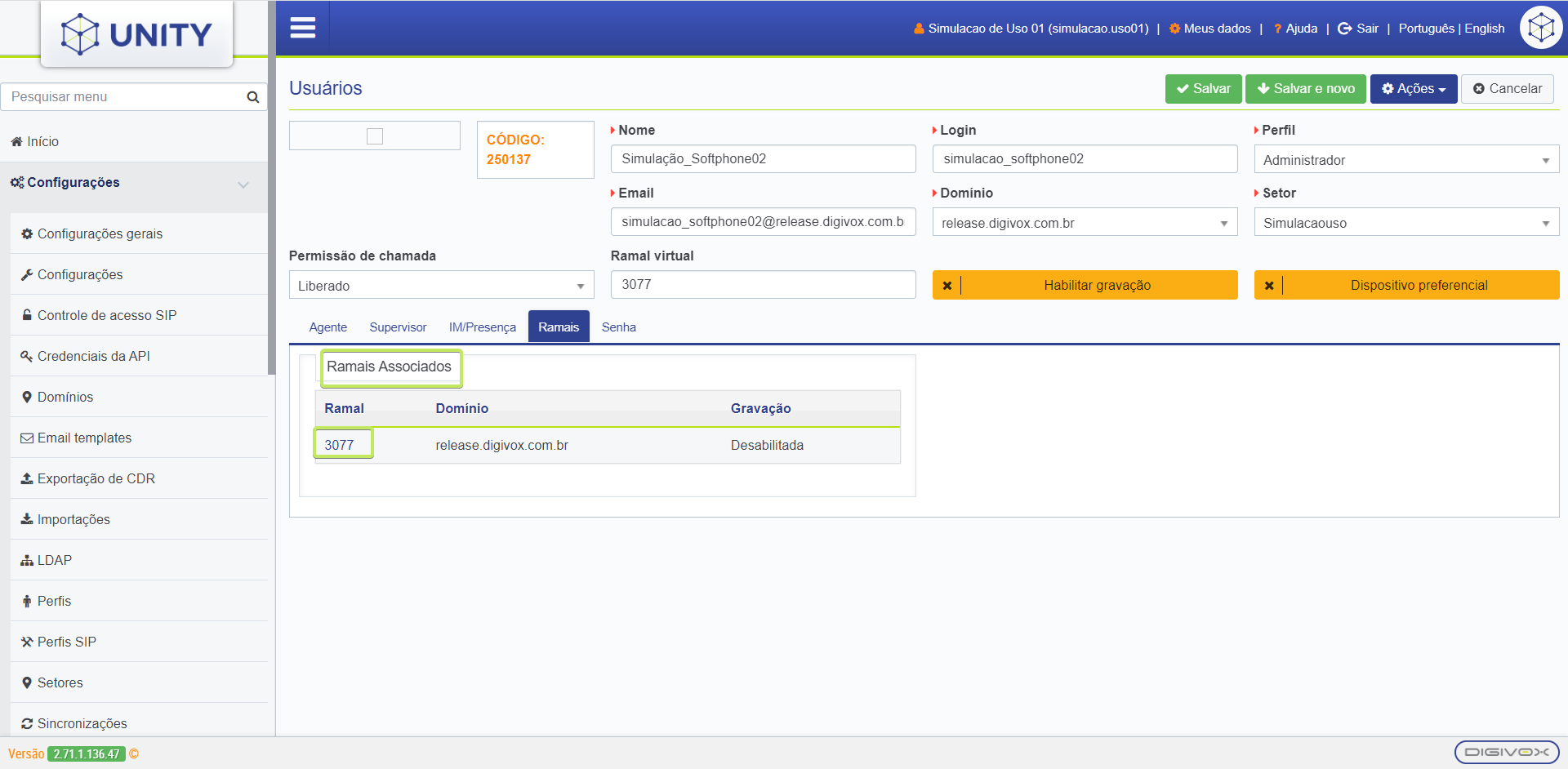 Cadastrar usuário no Softphone – Docs SmartSpace