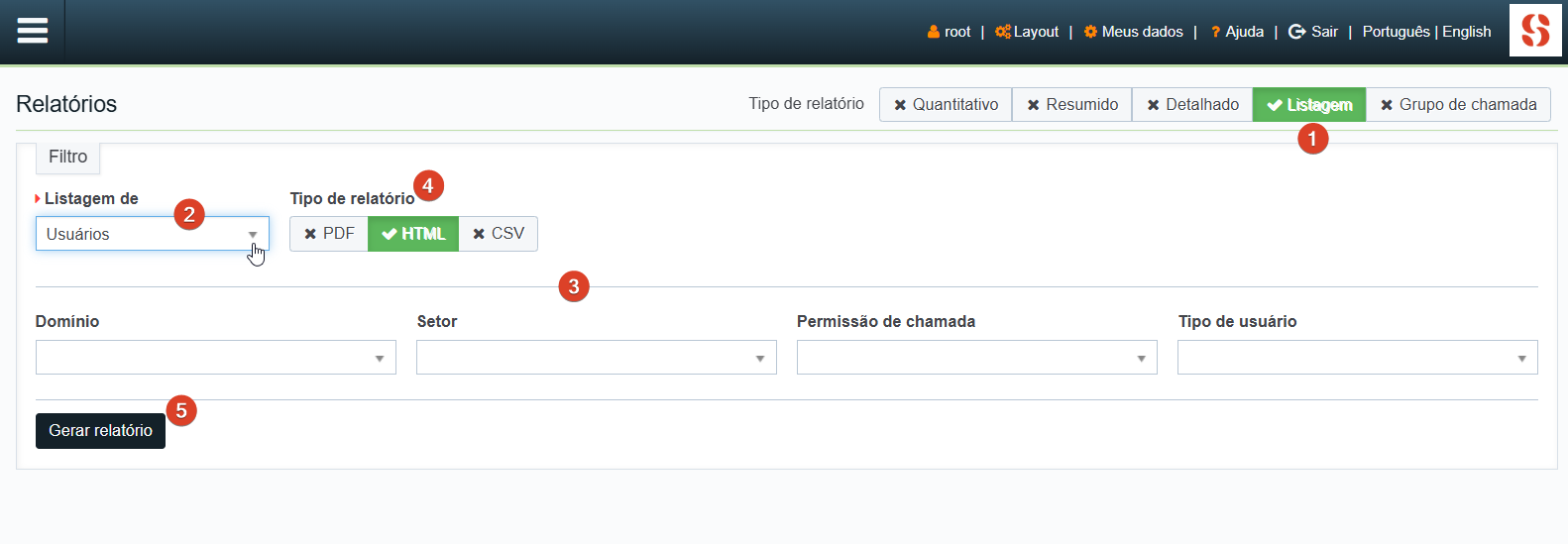 Listagem de Setores e de Usuários – Docs SmartSpace